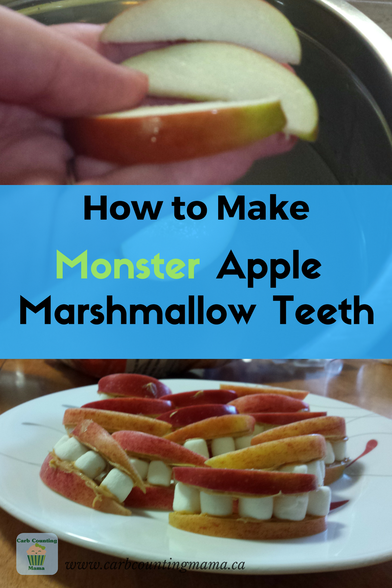 monster-apple-marshmallow-teeth - Carb Counting Mama